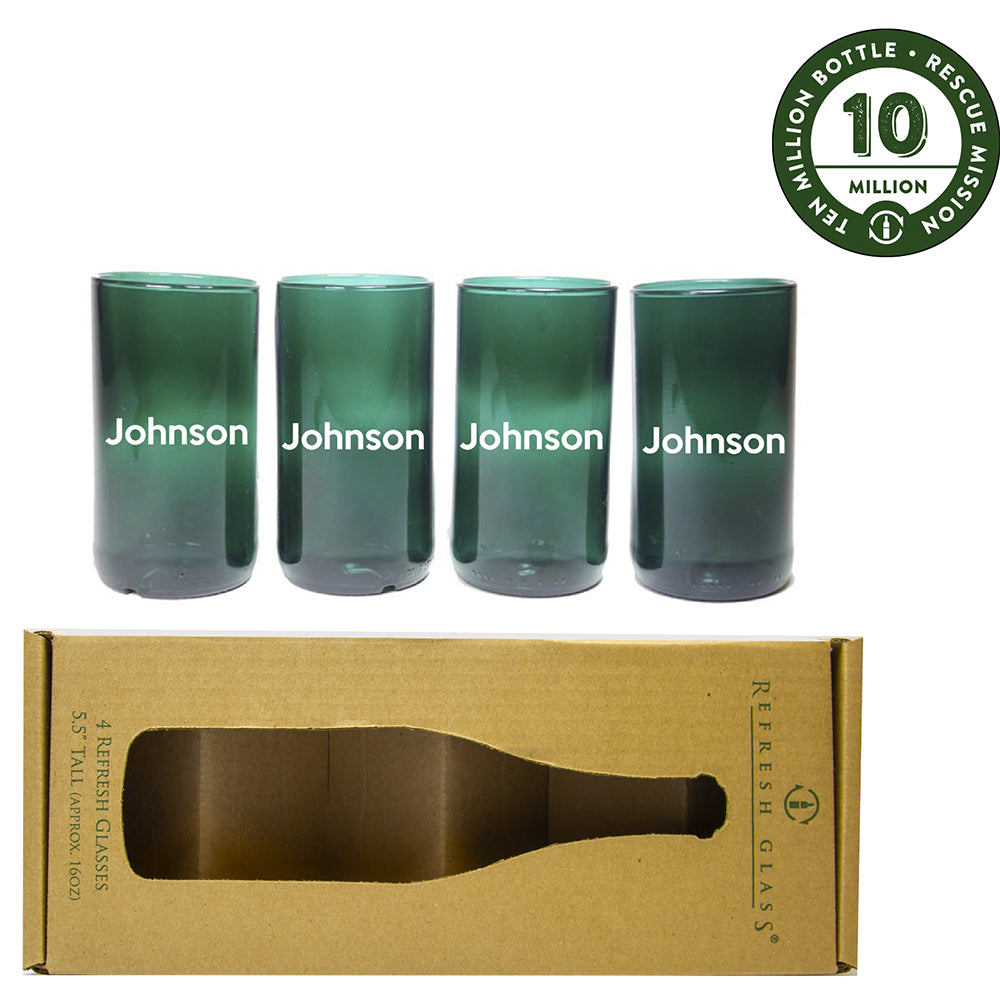 4-16oz Gift Set of Teal Glasses : Name – Refresh Glass